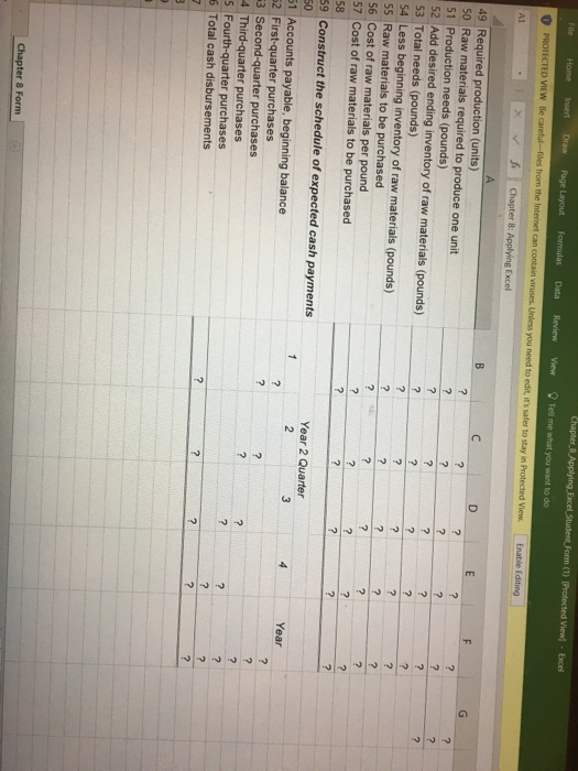 ter 8 Excel Help Save & Exit Required information | Chegg.com