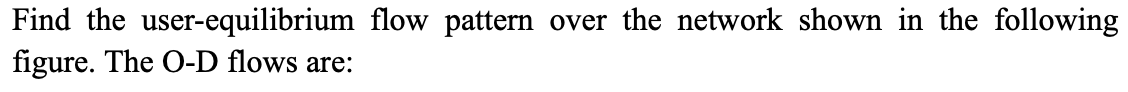 Solved Find the user-equilibrium flow pattern over the | Chegg.com
