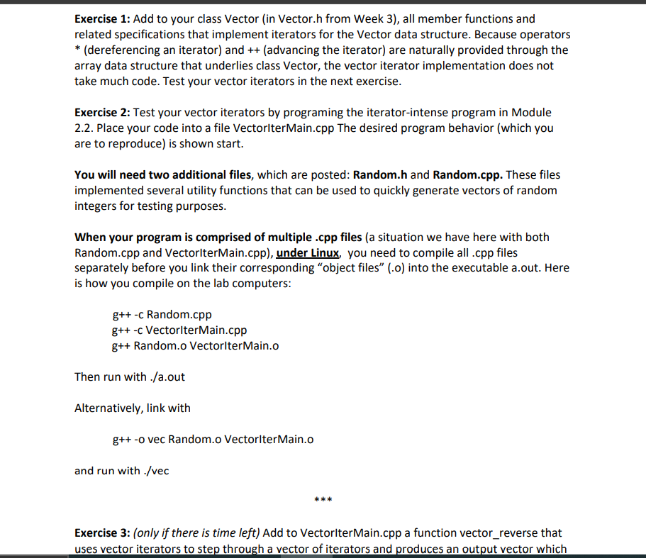 // ADD: the "move constructor" Vector (Vector&& rhs) | Chegg.com