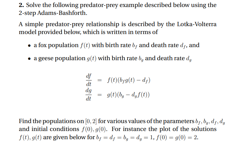 Solved 2. Solve the following predator-prey example | Chegg.com