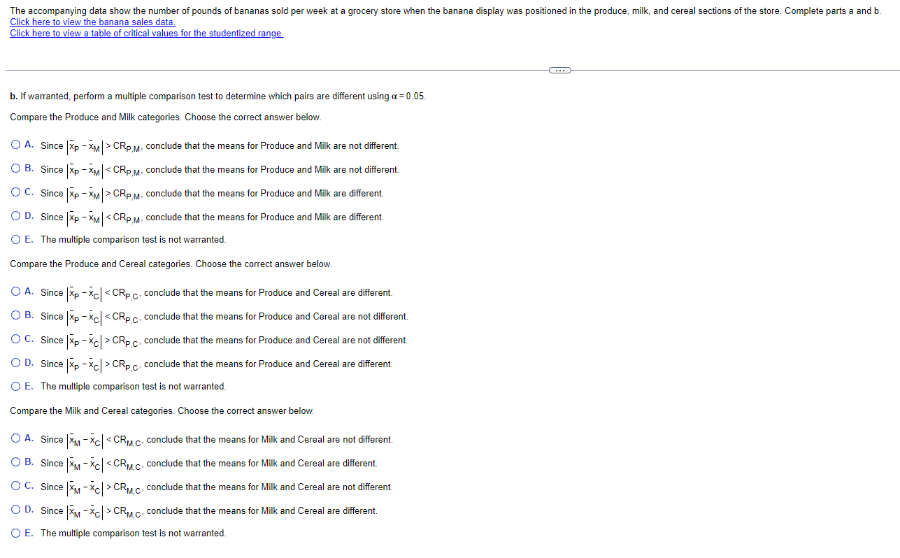 Solved Click here to view the banana sales data. Click here | Chegg.com