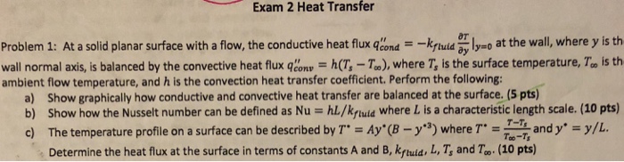 Solved Exam 2 Heat Transfer Problem 1: At a solid planar | Chegg.com