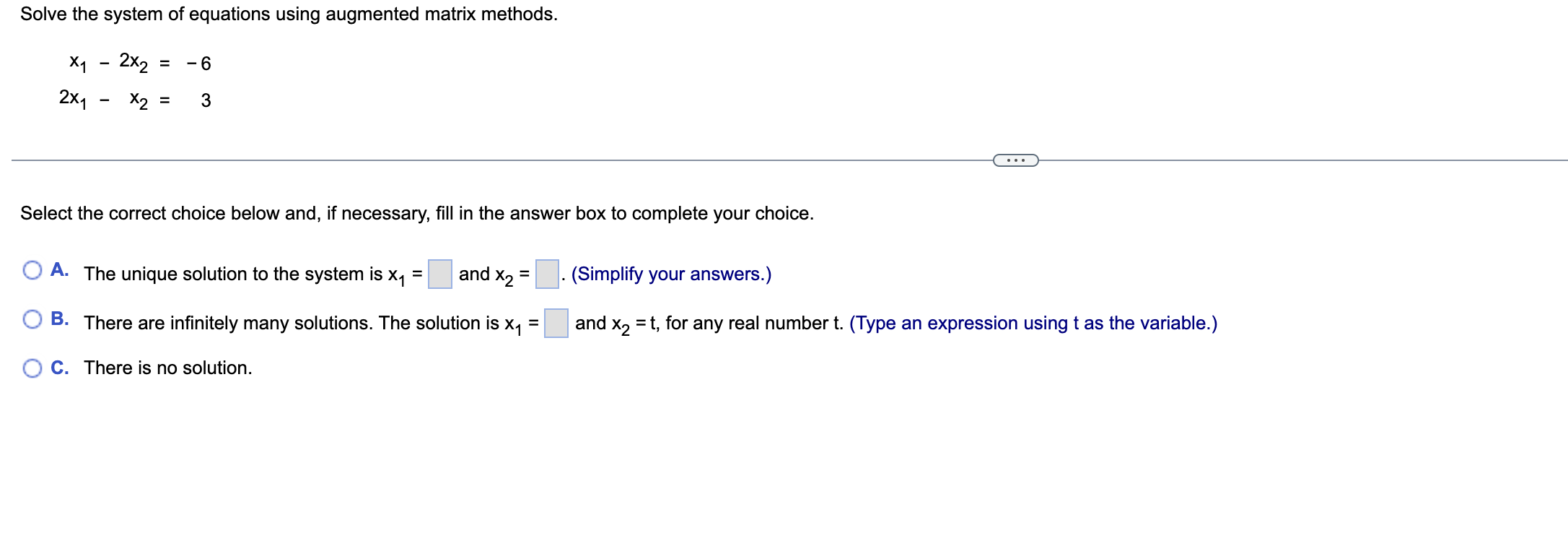 Solved Solve the system of equations using augmented matrix | Chegg.com