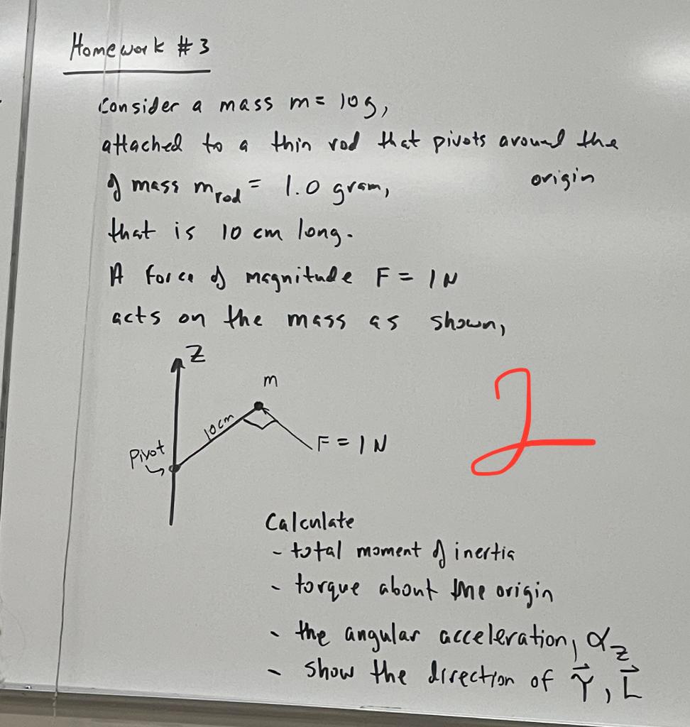 Solved Consider a mass m=10g, attached to a thin rod that | Chegg.com