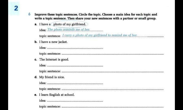 2 a 6 Improve these topic sentences. Circle the | Chegg.com