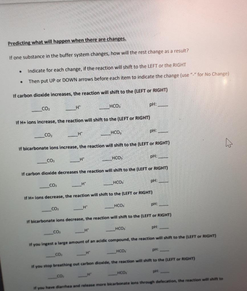 Solved Predicting what will happen when there are changes. | Chegg.com