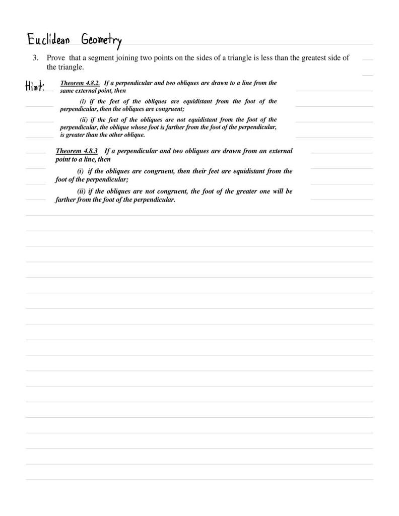 Solved Euclidean Geometry 3. Prove that a segment joining | Chegg.com
