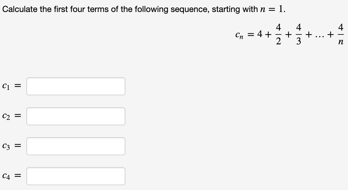 Solved (1 point) Calculate the first five terms of the | Chegg.com