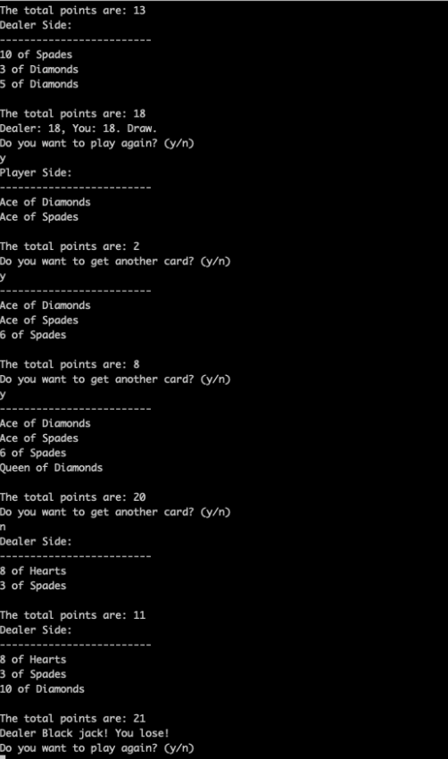Solved Blackjack Card Game Create An Object Oriented Program