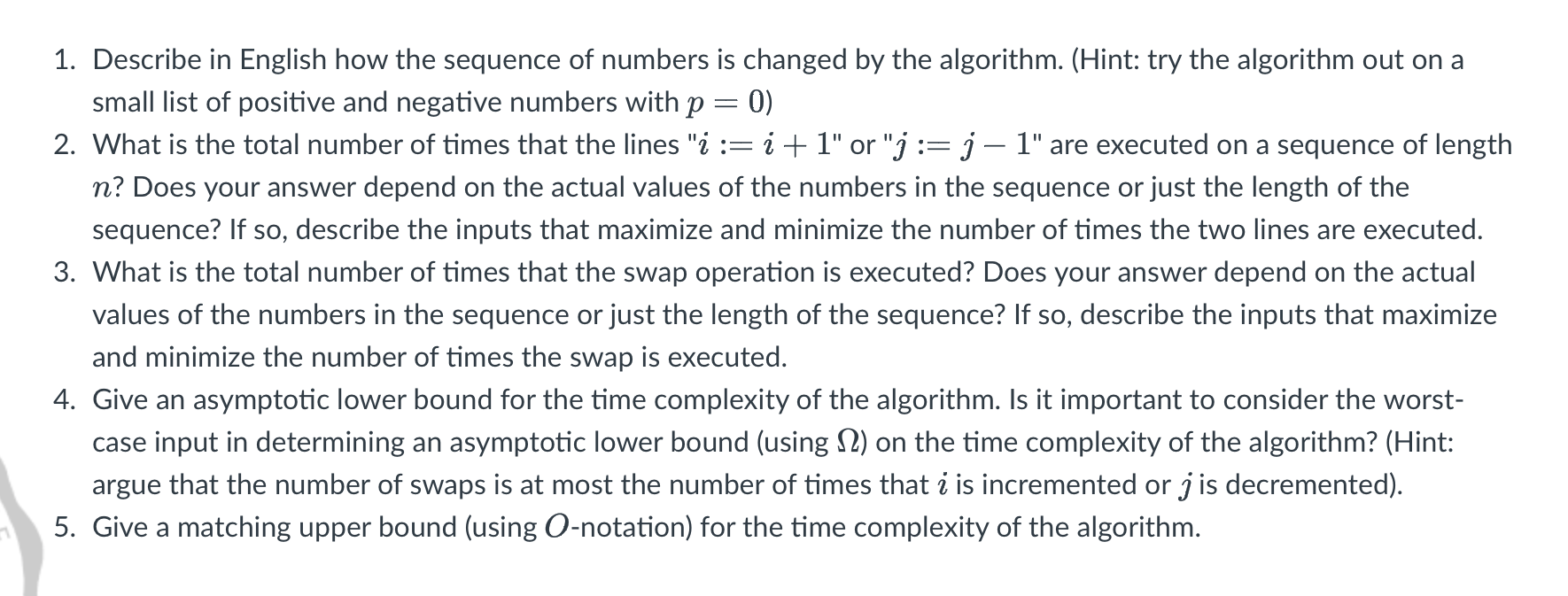 The algorithm below makes some changes to an input | Chegg.com