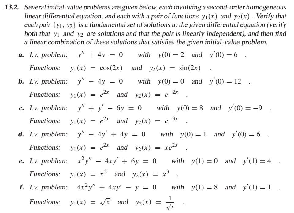 Solved 13.2. Several initial-value problems are given below, | Chegg.com