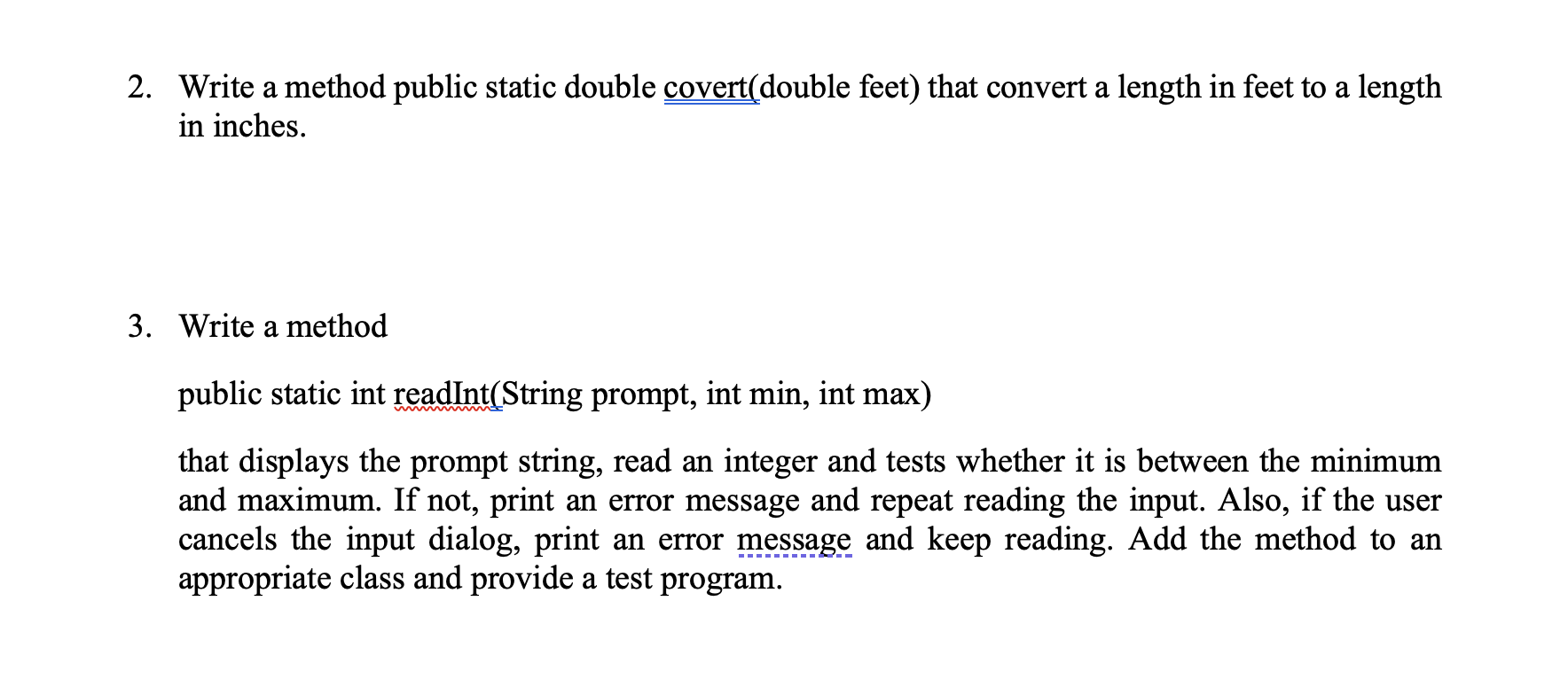 Solved A 2 Write A Method Public Static Double 