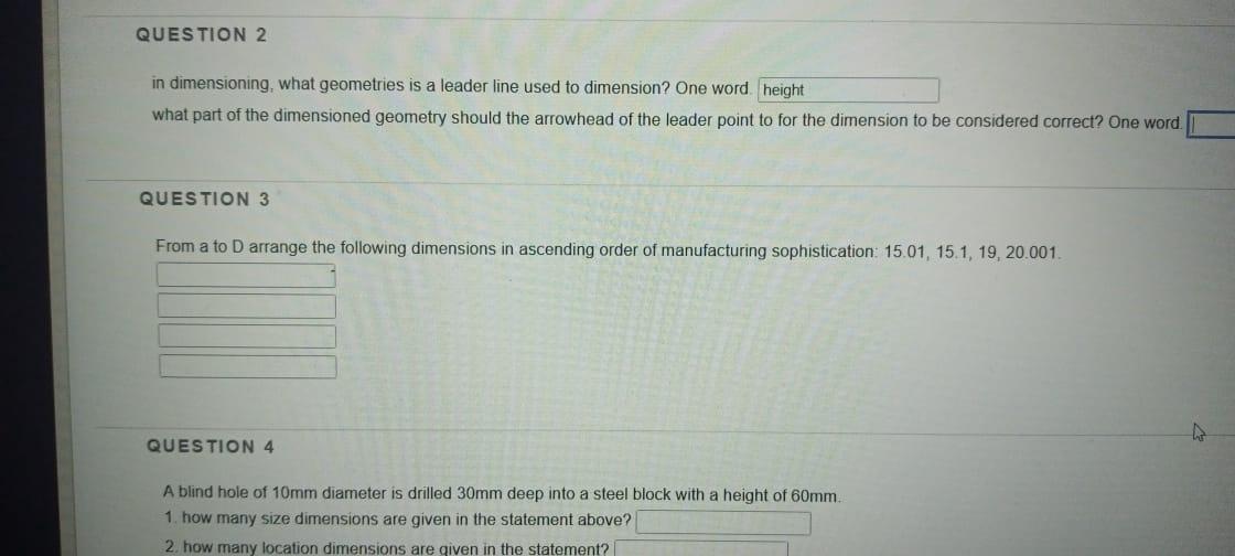 Solved in dimensioning, what geometries is a leader line | Chegg.com