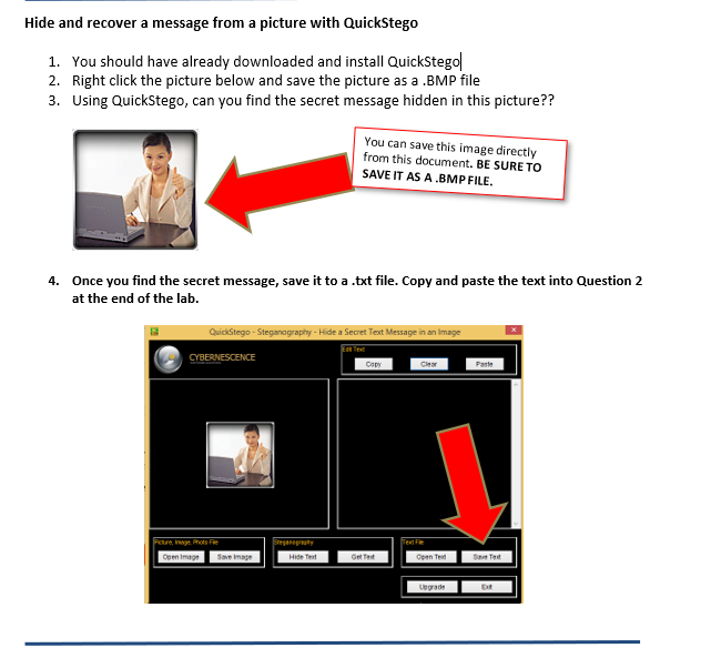 Solved Observations from the QuickStego: 1.What was the | Chegg.com