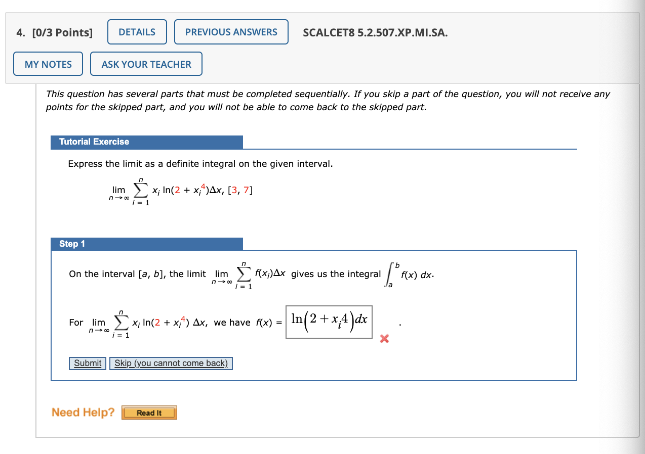 Solved 4. [0/3 Points] DETAILS PREVIOUS ANSWERS SCALCET8 | Chegg.com