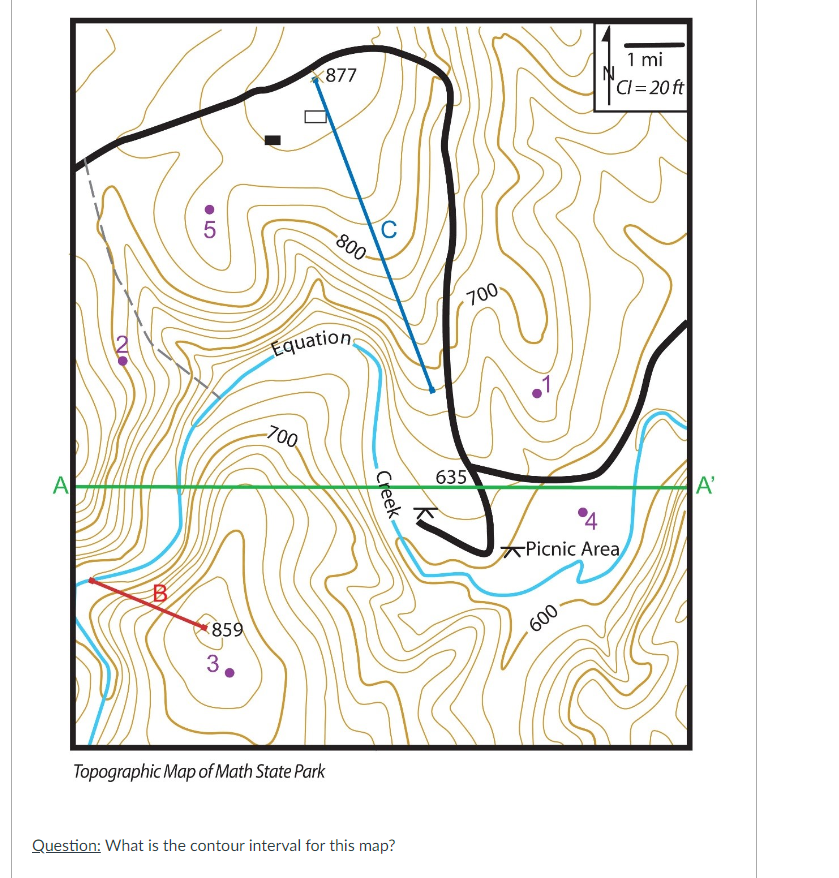 Solved Question: The scale on the map is 0.5 inch =1 mile. | Chegg.com