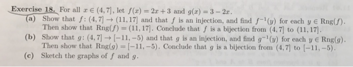 Solved For all x elementof (4,7], let f(x) = 2x + 3 and g(x) | Chegg.com