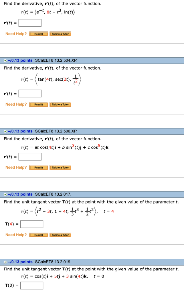 Solved Find the derivative, r'(t), of the vector function | Chegg.com