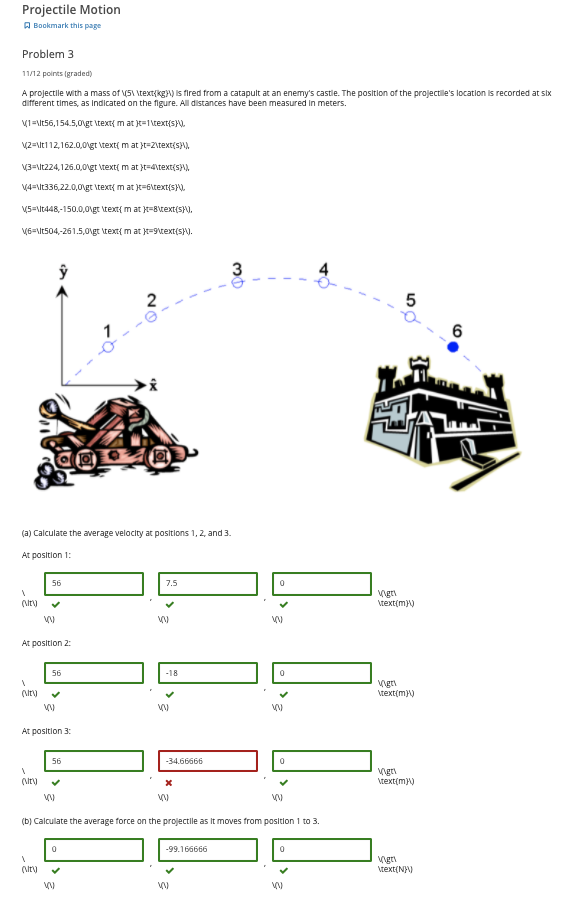 Projectile Motion Bookmark this page Problem 3 11/12 | Chegg.com
