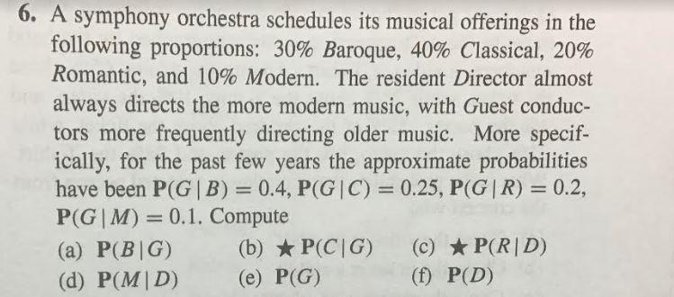 Solved A symphony orchestra schedules its musical offerings | Chegg.com