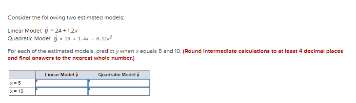 Solved Consider the following two estimated models: Linear | Chegg.com
