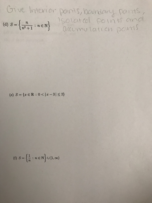 Solved Give interior points, boundary points, isolated | Chegg.com