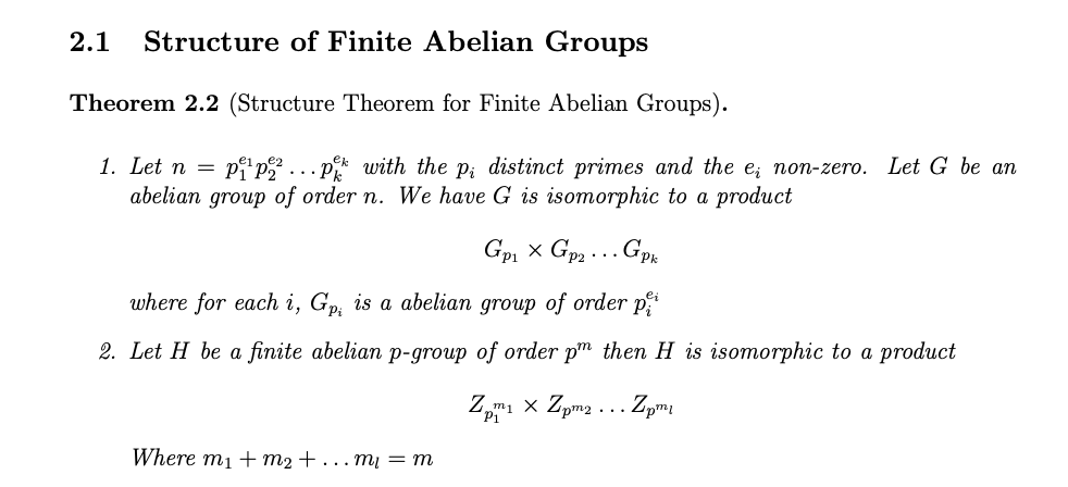 Solved 2 1 Structure Of Finite Abelian Groups Theorem 2 2