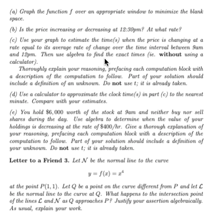 Math 151 Homework 5B Be sure to follow all the | Chegg.com