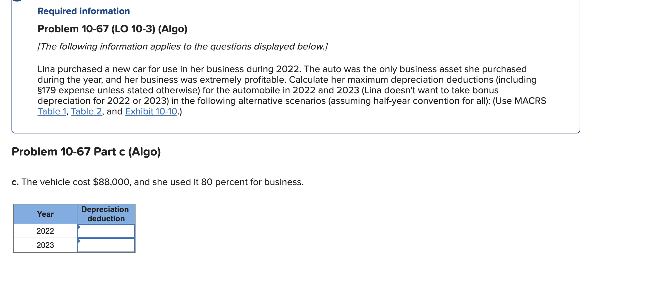 Solved Problem 10-67 (LO 10-3) (Algo) [The following | Chegg.com