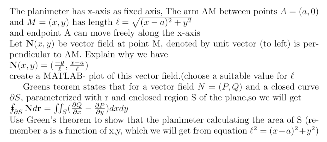 The planimeter has x-axis as fixed axis, The arm AM | Chegg.com