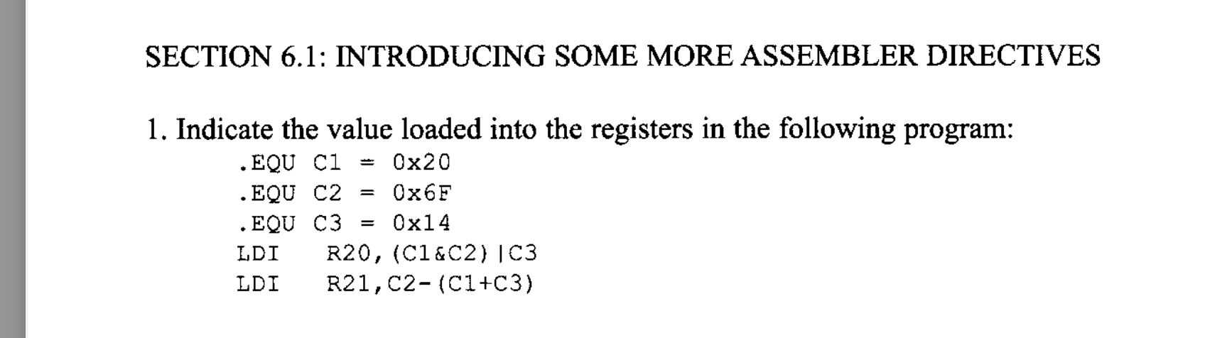 Solved SECTION 6.1: INTRODUCING SOME MORE ASSEMBLER | Chegg.com