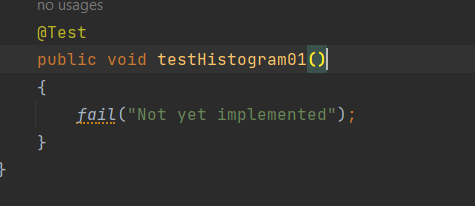 Solved no usages aTest public void testHistogramo1()| \{ | Chegg.com