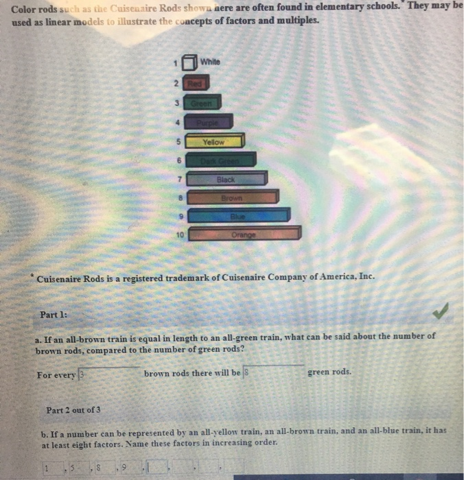 Solved Color rods such as the Cuisenaire Rods shown here are | Chegg.com