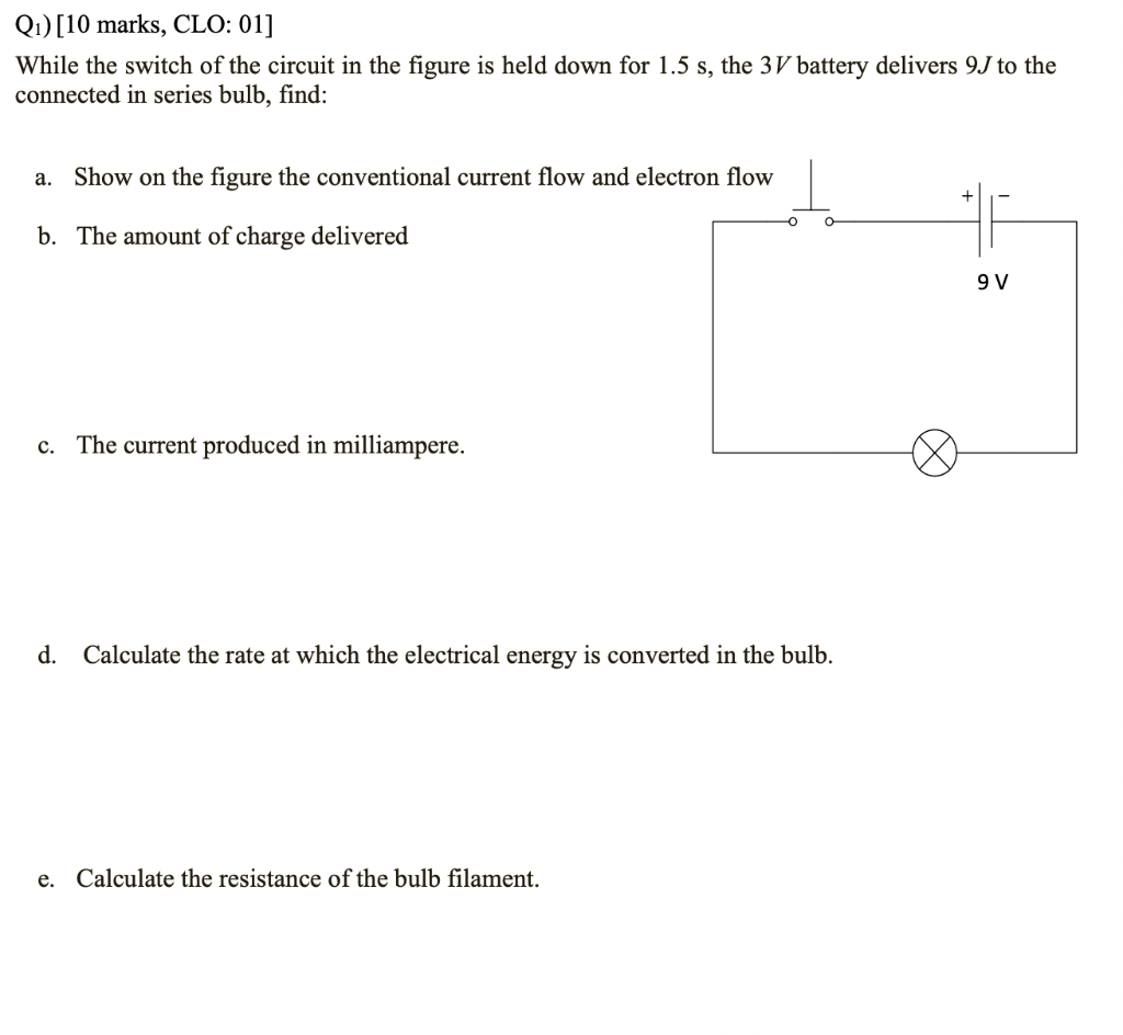 Solved Q1) [10 marks, CLO: 01] While the switch of the | Chegg.com