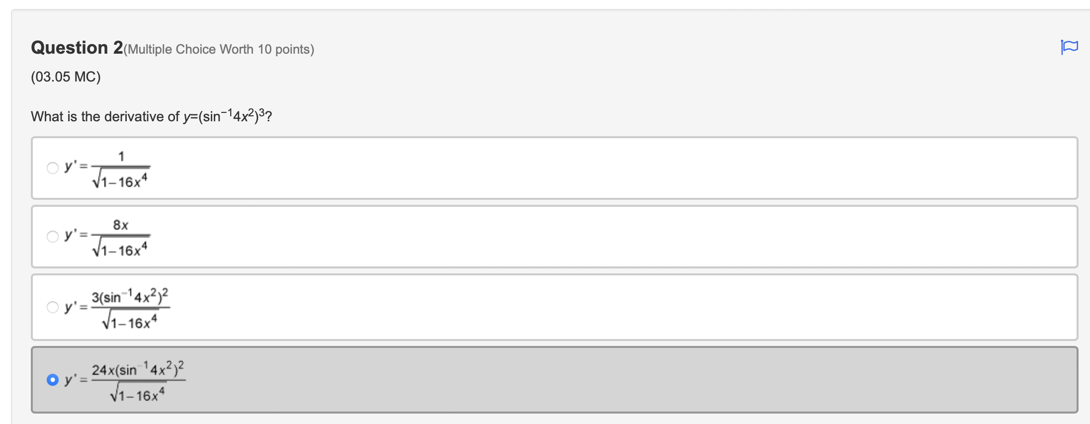 Solved Question 2(Multiple Choice Worth 10 points) (03.05 | Chegg.com