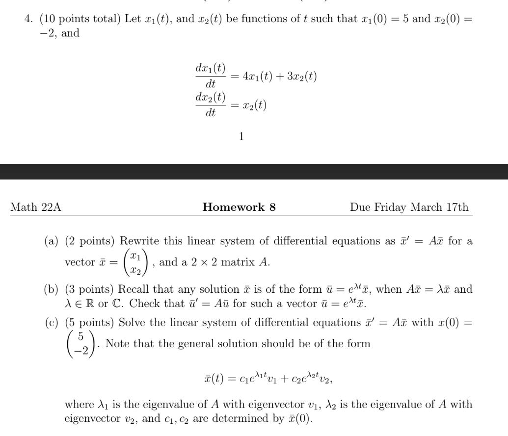 Solved Let x1(t), and x2(t) be functions of t such that | Chegg.com