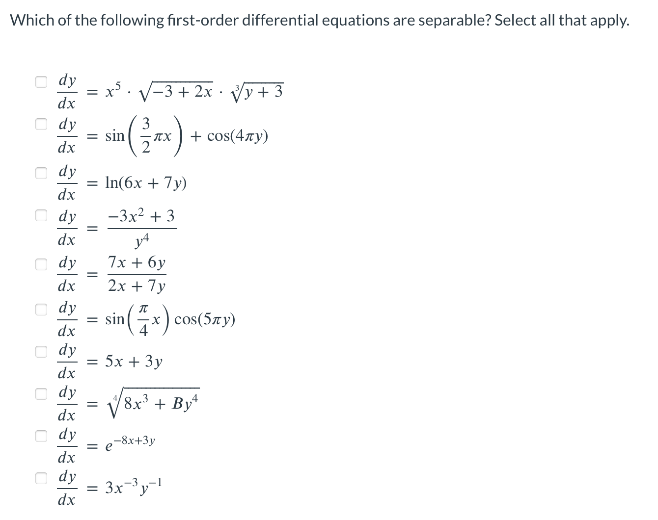 Solved Which of the following first-order differential | Chegg.com