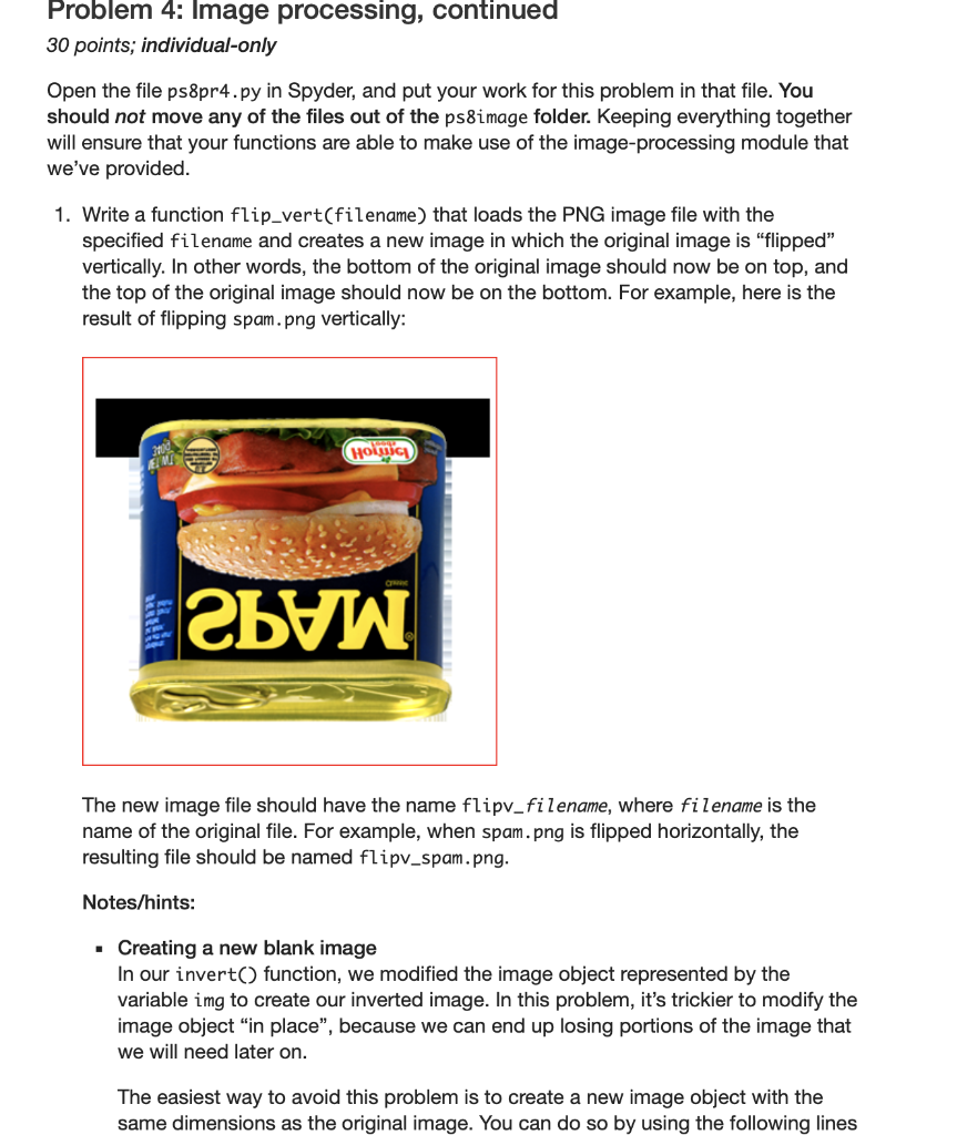 Solved Problem 4: Image processing, continued 30 points; | Chegg.com