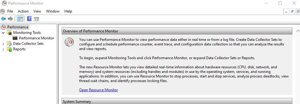 Solved Open Performance Monitor. Open the area that allows | Chegg.com