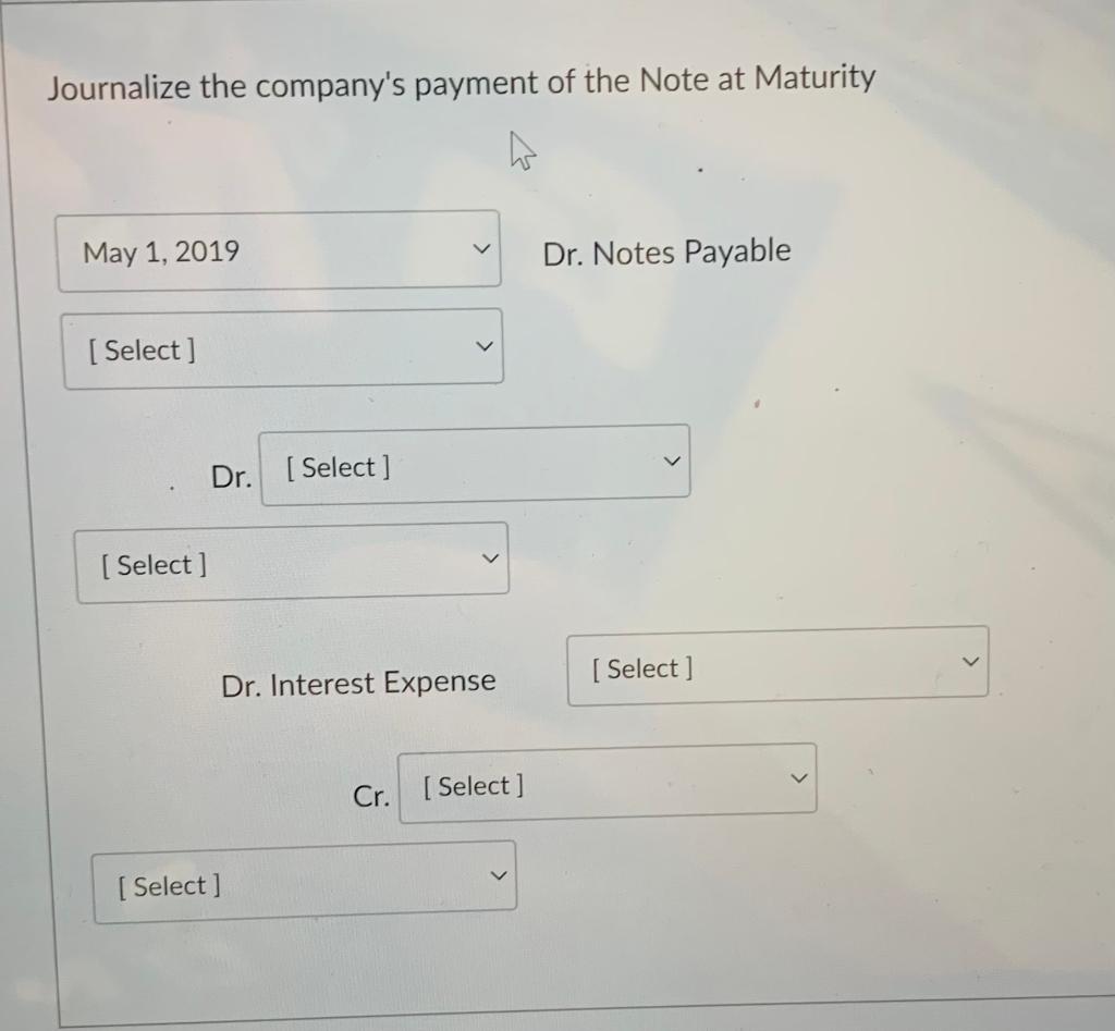 Solved Journalize the company's payment of the Note at | Chegg.com