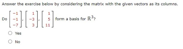 Solved Answer the exercise below by considering the matrix | Chegg.com