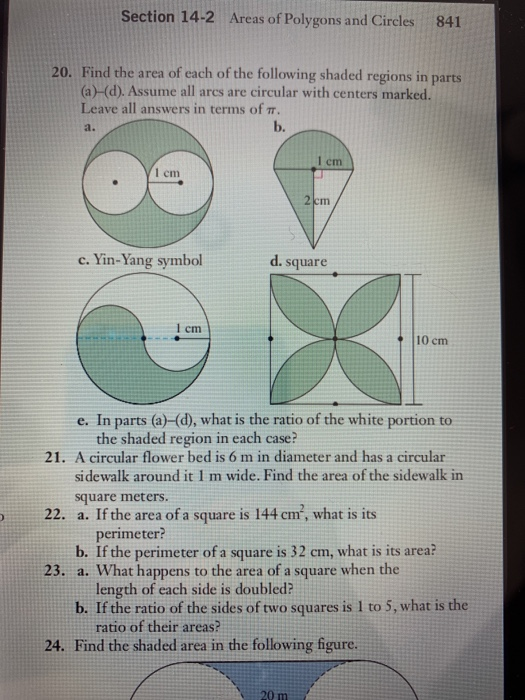 Solved Section 14-2 Areas of Polygons and Circles 841 20. | Chegg.com