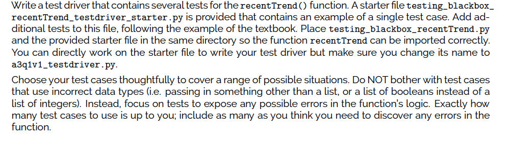 Solved Write a test driver that contains several tests for | Chegg.com