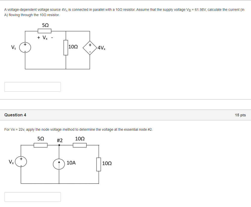 Solved A voltage-dependent voltage source 4Vy is connected | Chegg.com