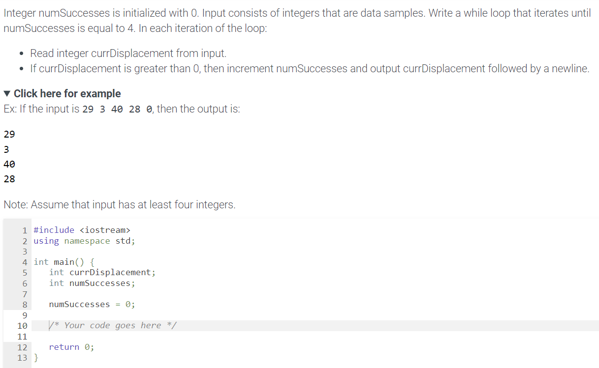 Solved In C++, Integer numSuccesses is initialized with 0. | Chegg.com