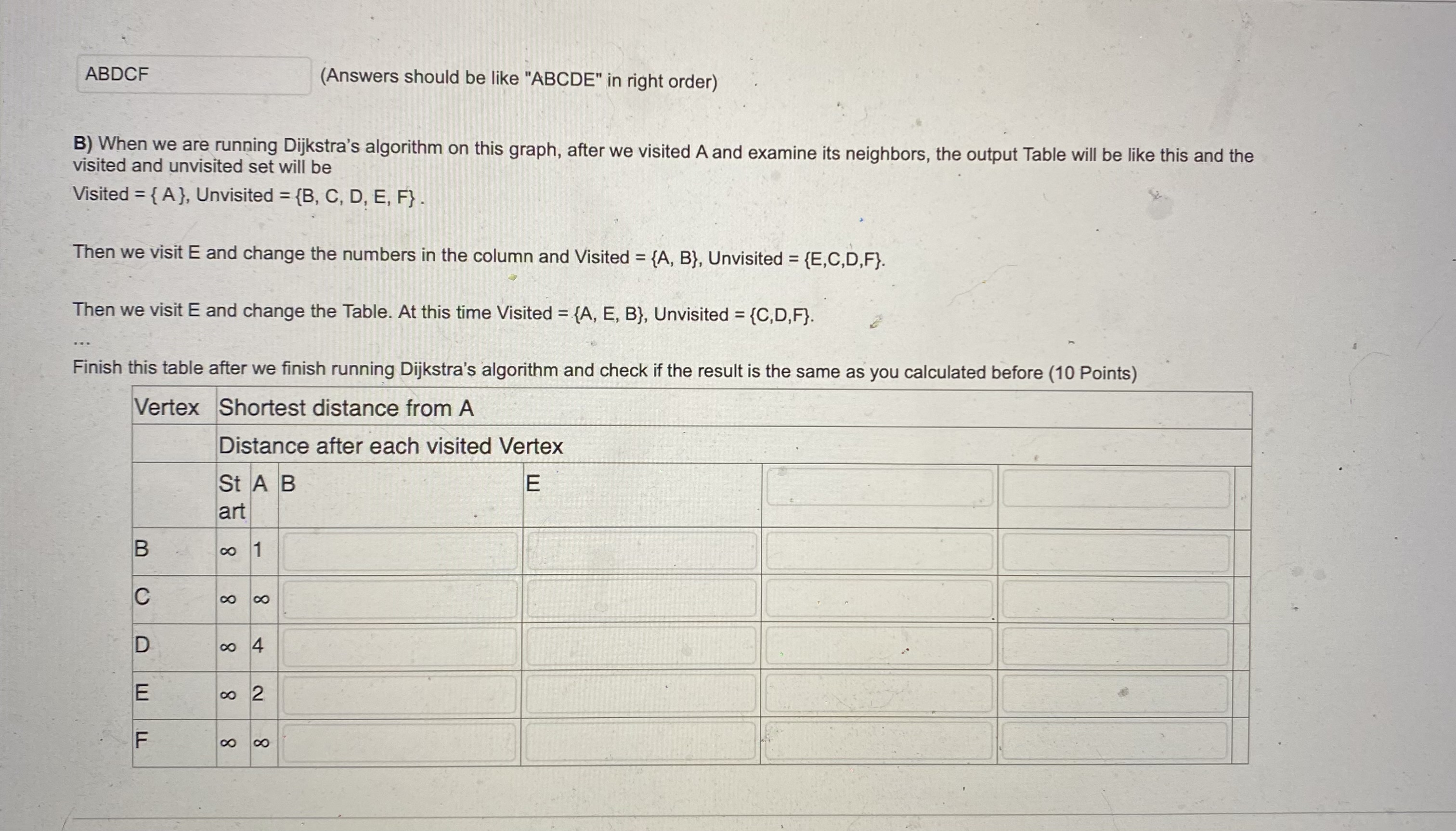 Solved (Answers should be like "ABCDE" in right order) B) | Chegg.com