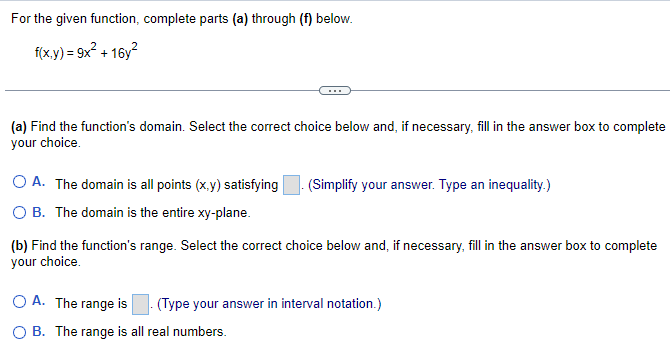 Solved For the given function, complete parts (a) through | Chegg.com