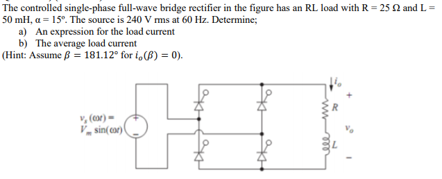 Solved The controlled single-phase full-wave bridge | Chegg.com