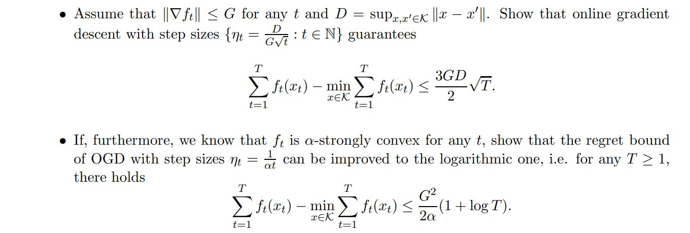 Write down the pseudo-code for Online Gradient | Chegg.com