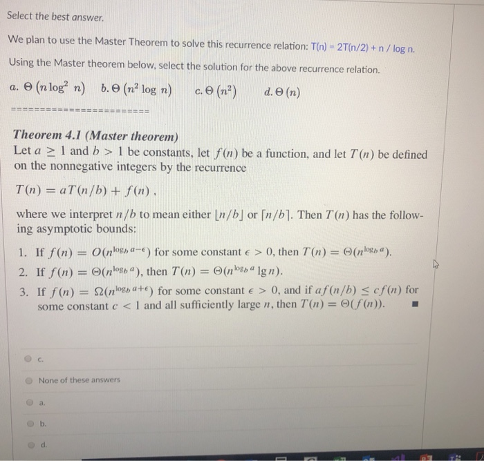 Solved Select the best answer. We plan to use the Master | Chegg.com